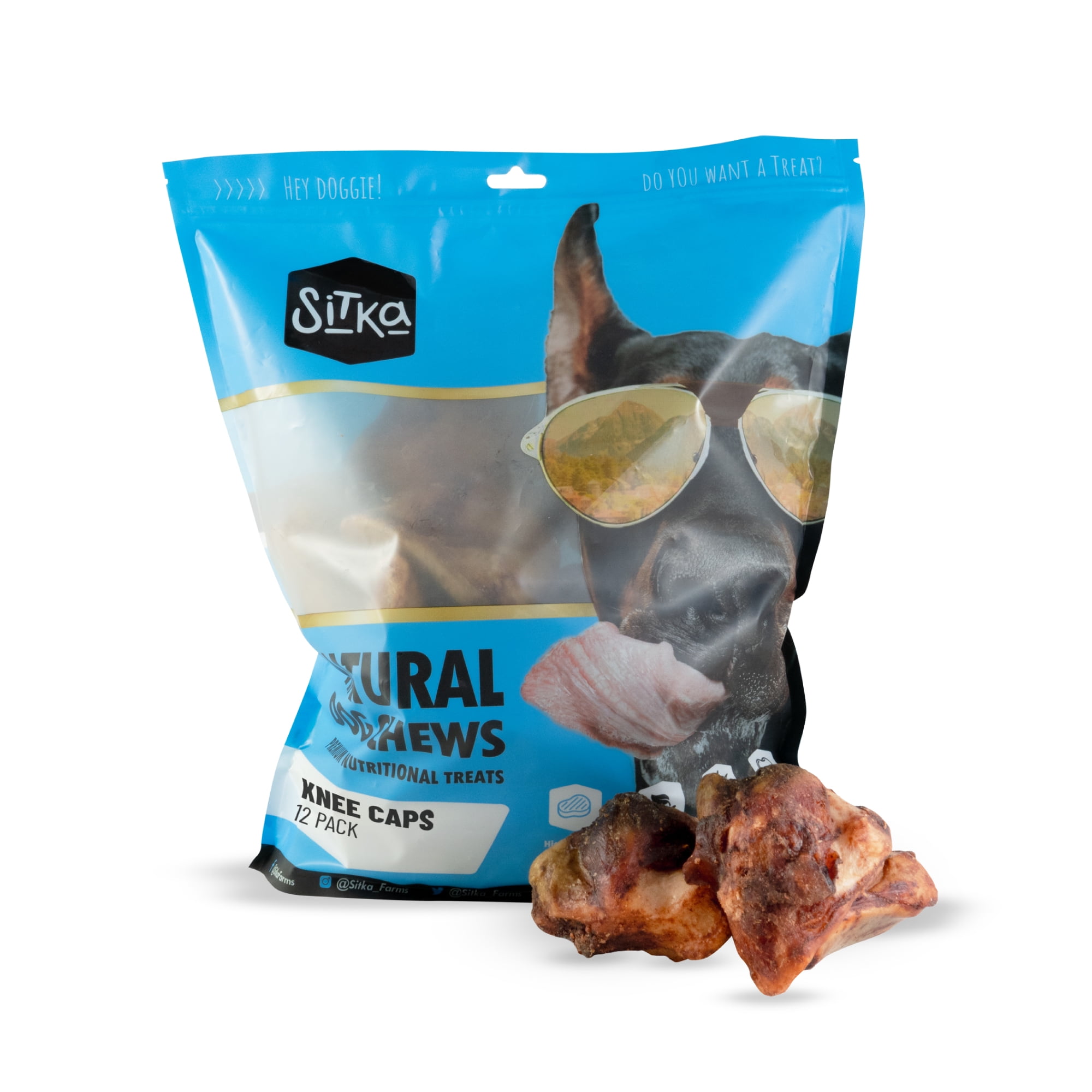 Sitka Farms Premium Beef Knee Caps Smoked Meaty Dog Bones (12 Count ...