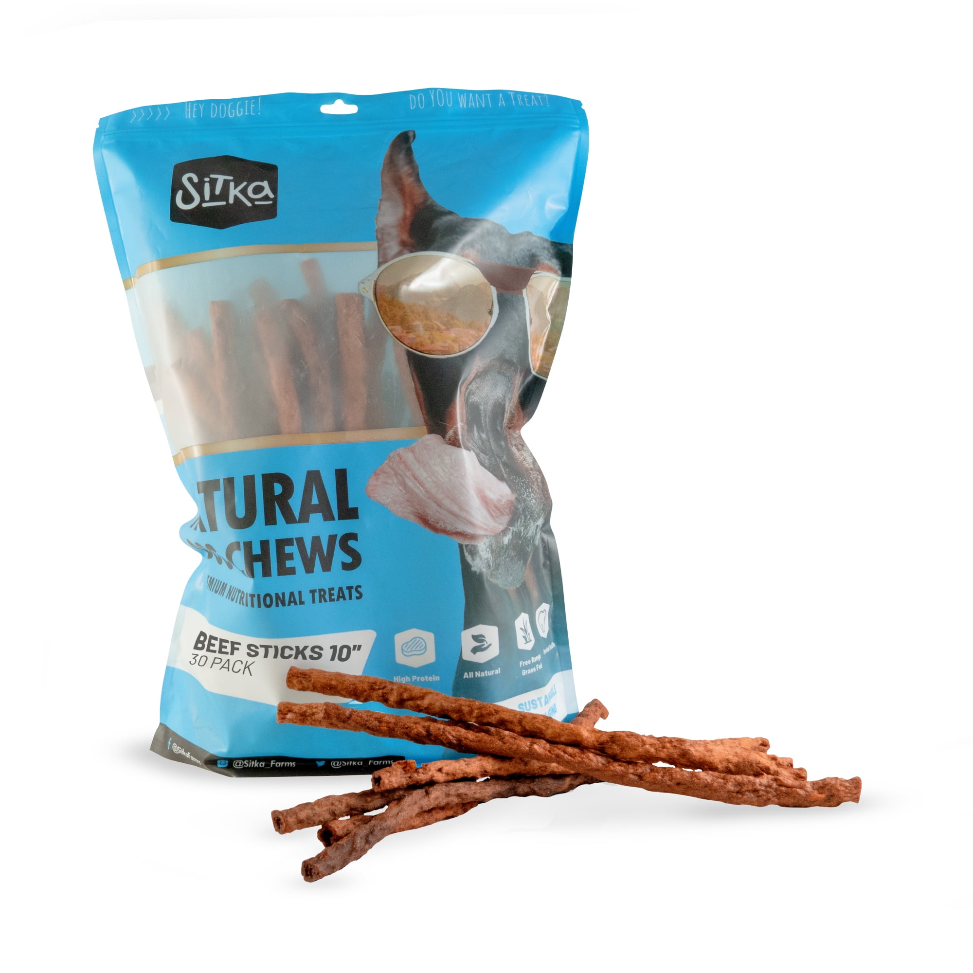 Sitka Farms Premium Beef Sticks 10 Inch for Dogs Snacks for Large ...