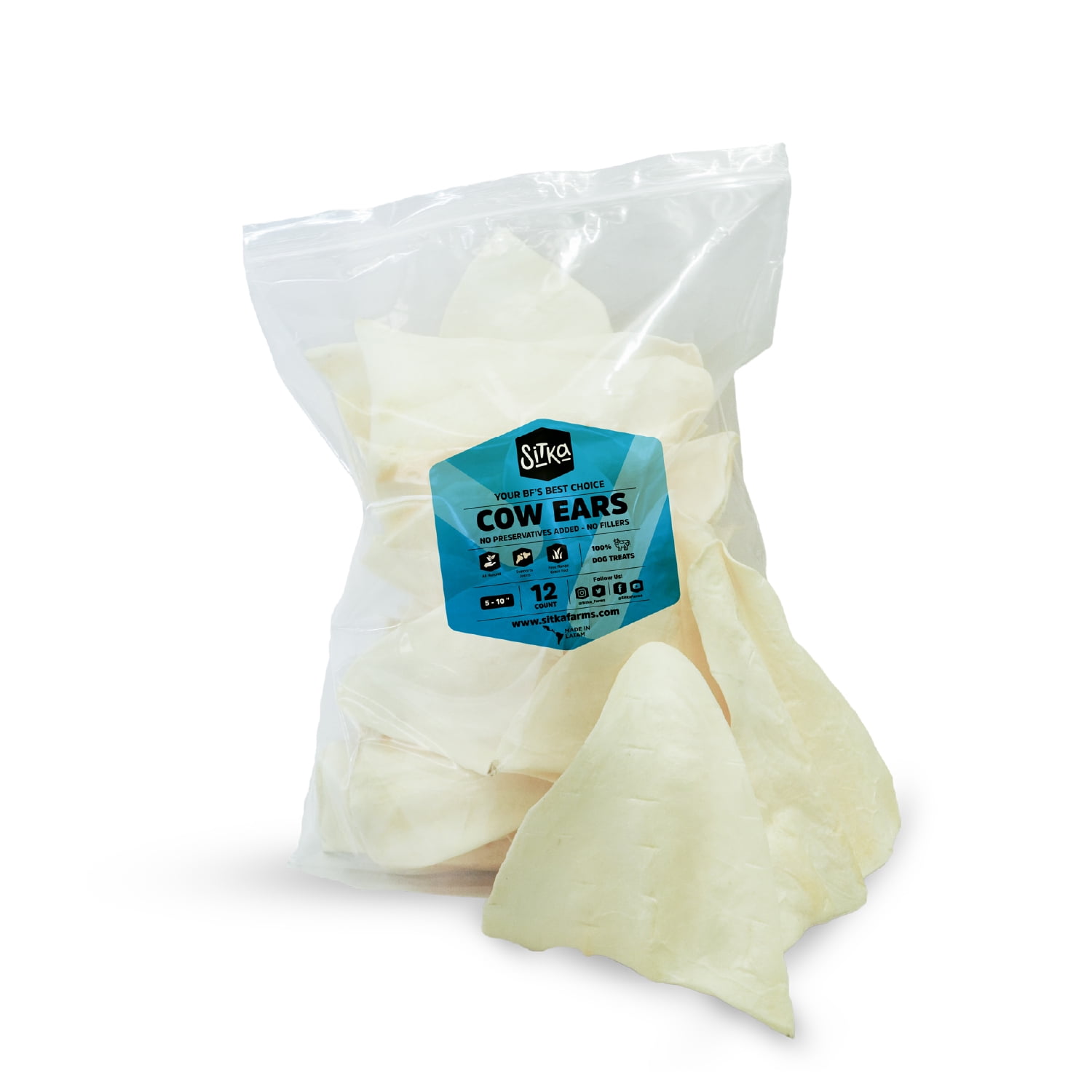Sitka Farms Premium Cow Ears Chews For Dogs (12 Count) - Walmart.com