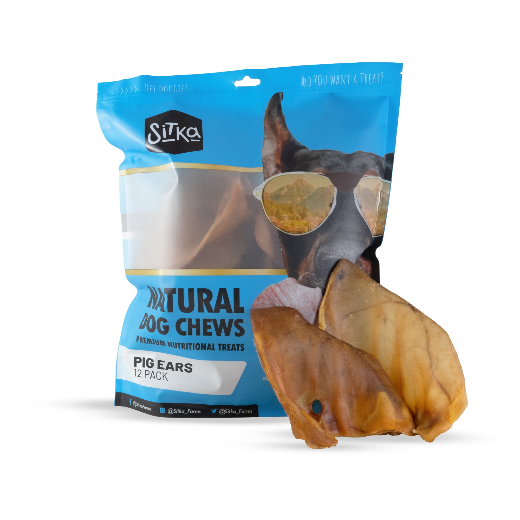 Sitka Farms Premium Pig Ears for Dogs | Natural Dog Treats (12 count ...