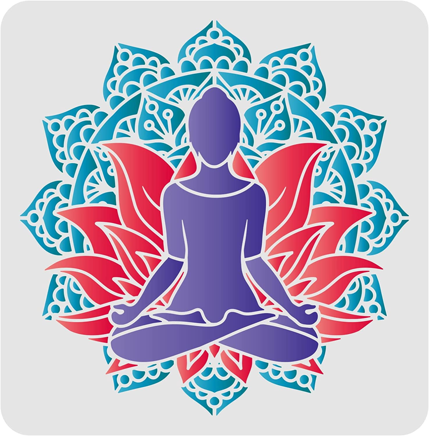 Sitting Buddha Stencils 11.8x11.8inch Buddha with Lotus Drawing Stencil ...