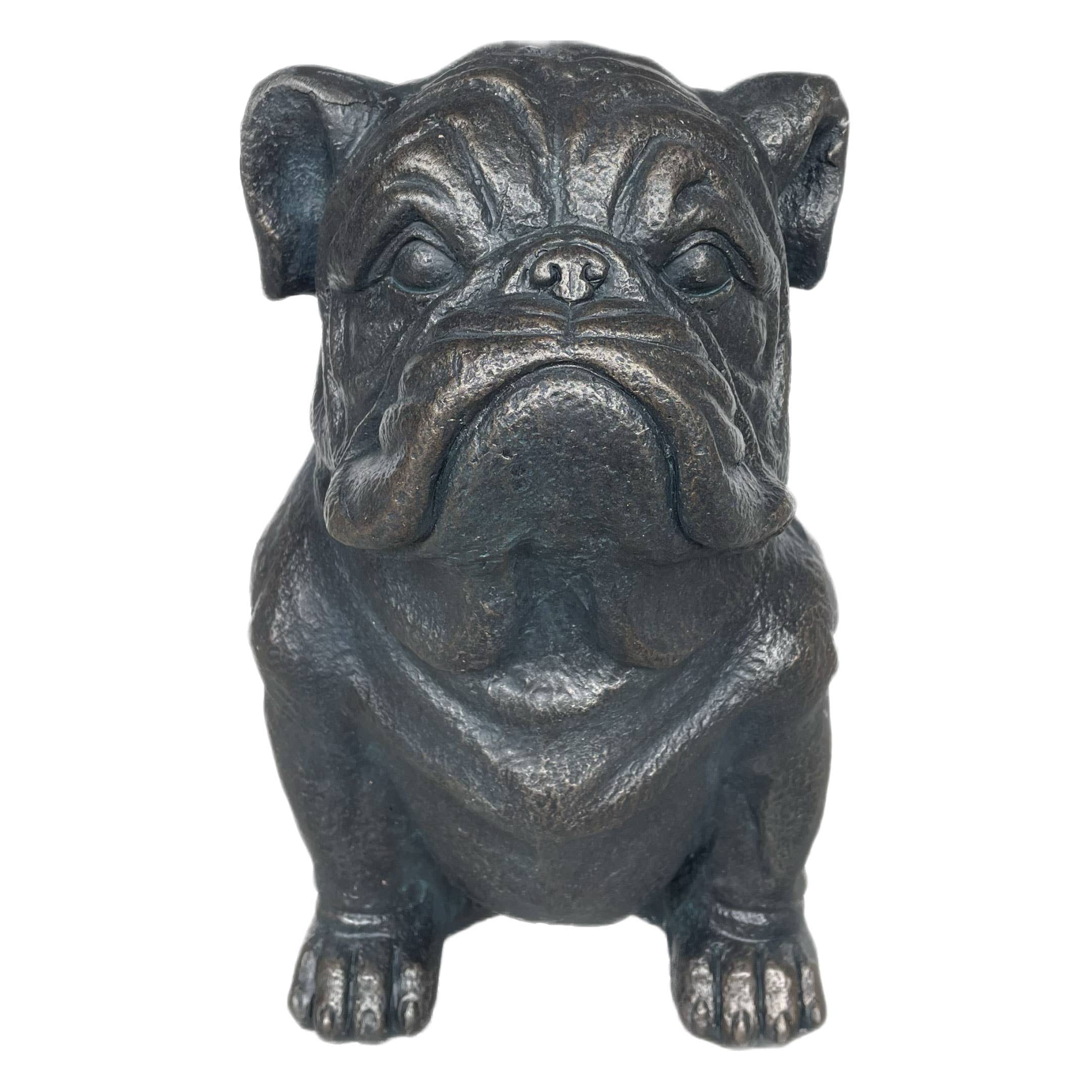 Sitting Bulldog Garden Resin Statue 16" - Cement-Look - Walmart.com