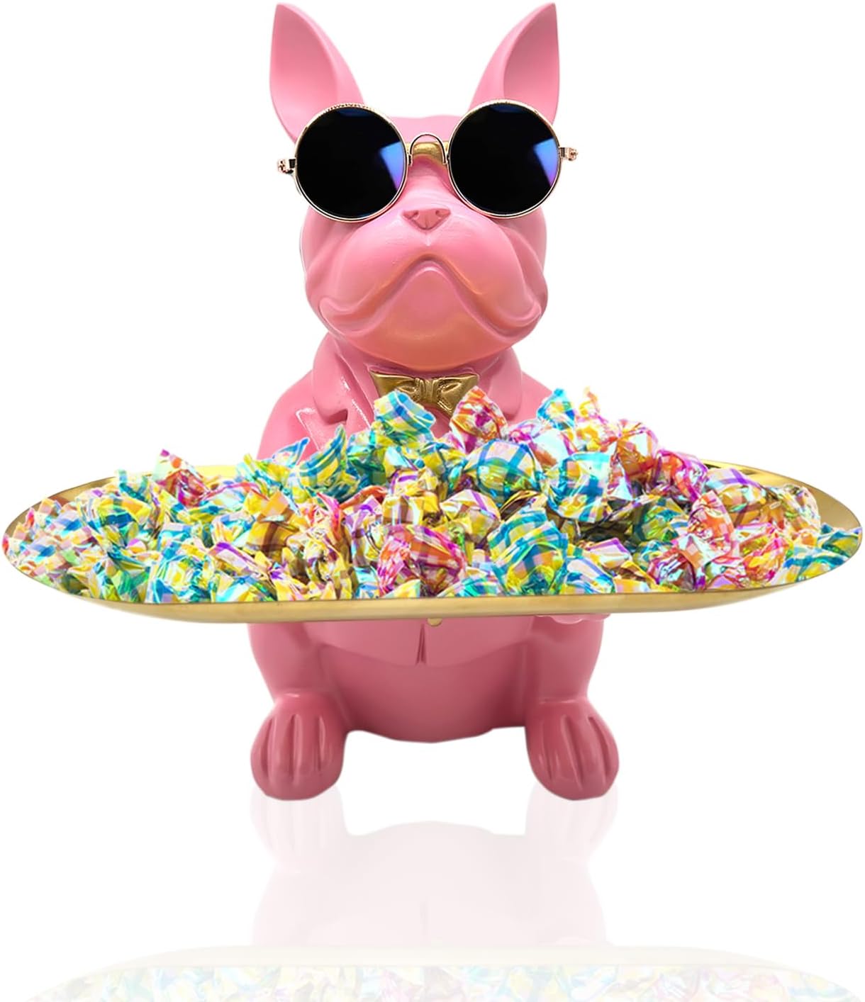 Sitting Bulldog Tray Statue, Bulldog Candy Dish Key Holder Bowl, Resin ...