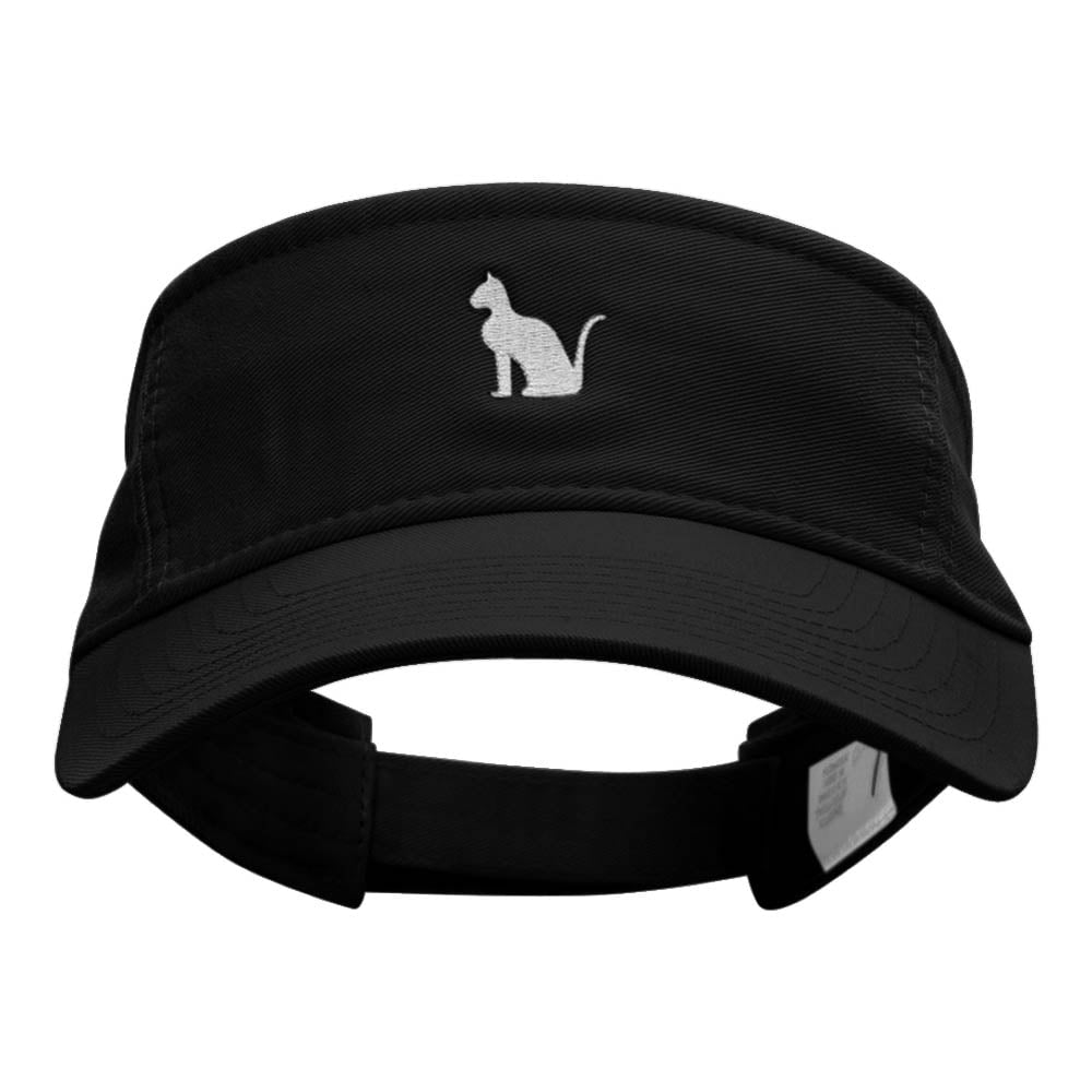 Sitting Cat Embroidered Cotton Twill Visor - Black OSFM - Walmart.com