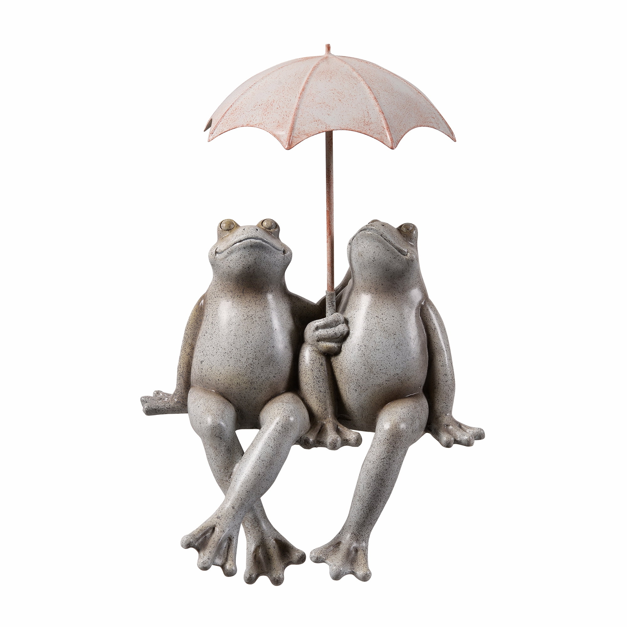 Hi-Line Gift Ltd 77185 Sitting Couple Frogs W/Umbrella Garden Statue ...
