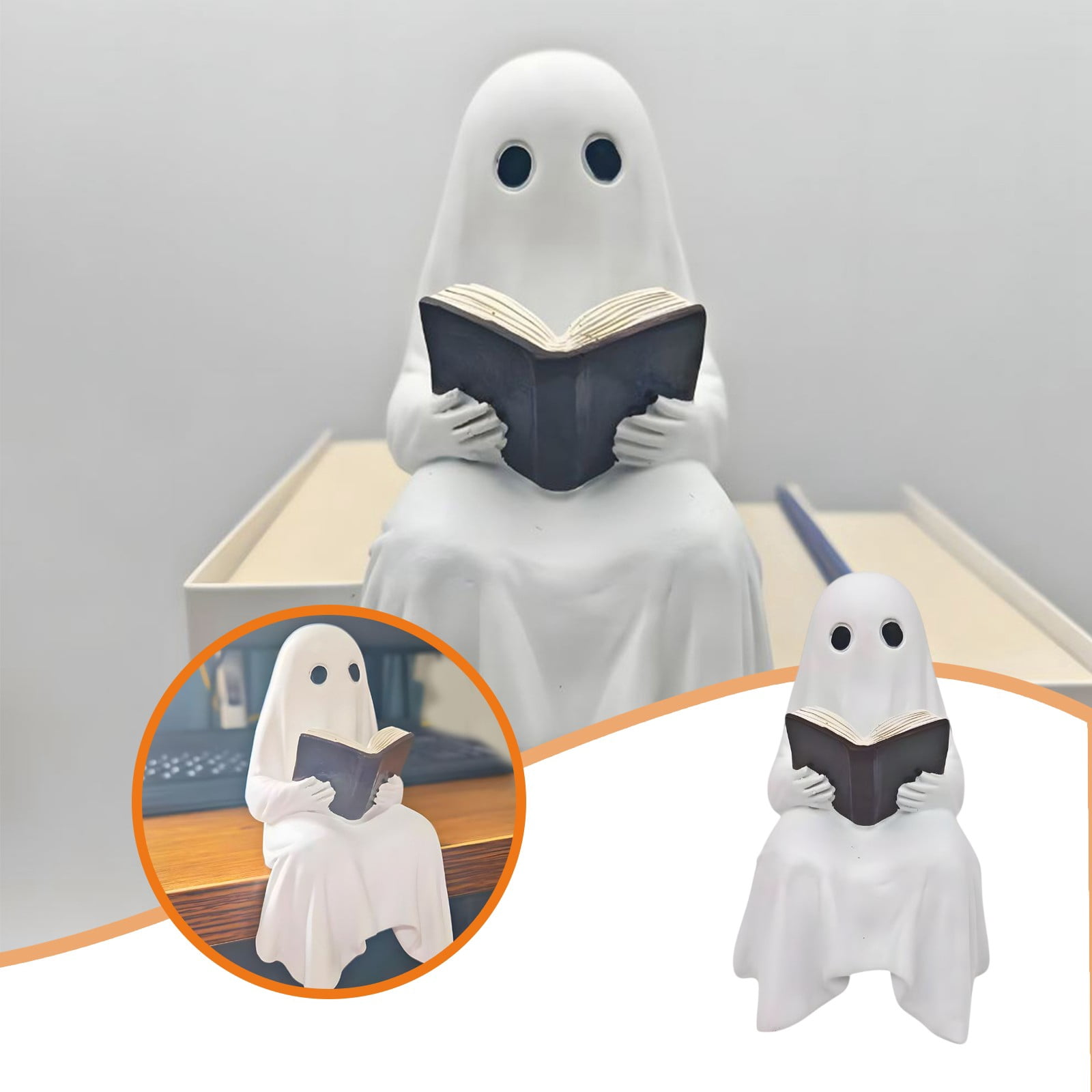 Sitting Ghost with Book - Halloween Decorations Indoor, Cute Ghost ...