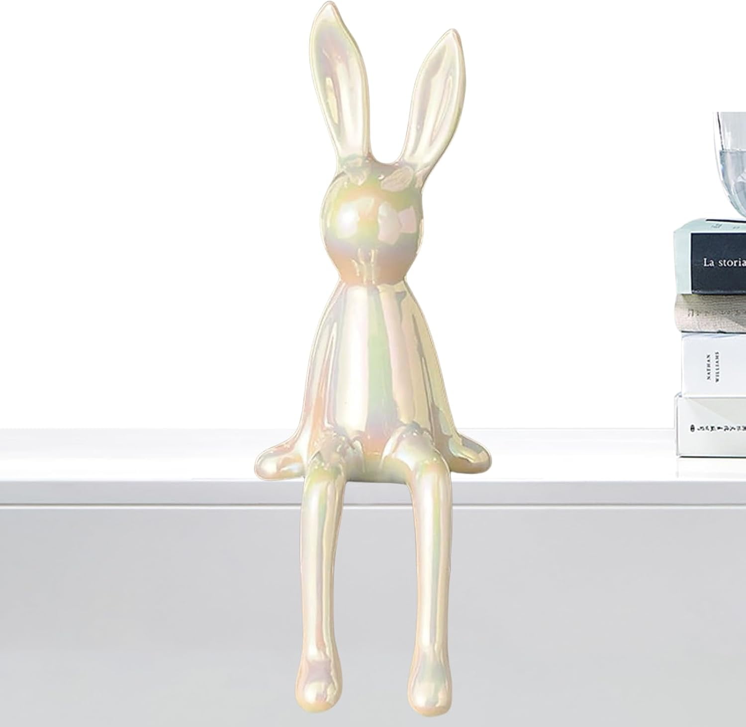 Sitting Gold Bunny Figurine, Ceramic Electroplate Rabbit Figurines, Easter Rabbit Sculpture for ...