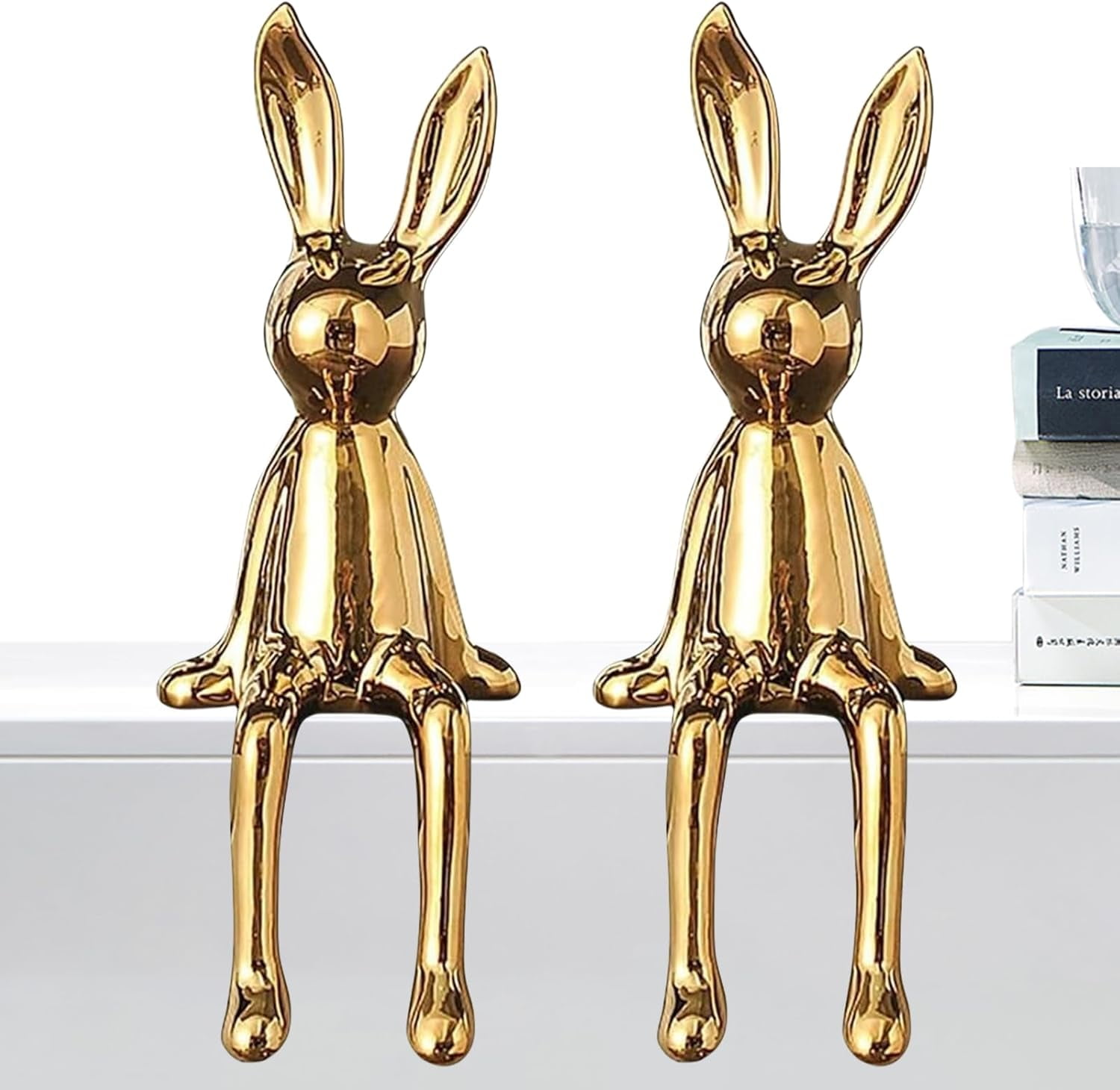 Sitting Gold Bunny Figurine, Ceramic Electroplate Rabbit Figurines ...