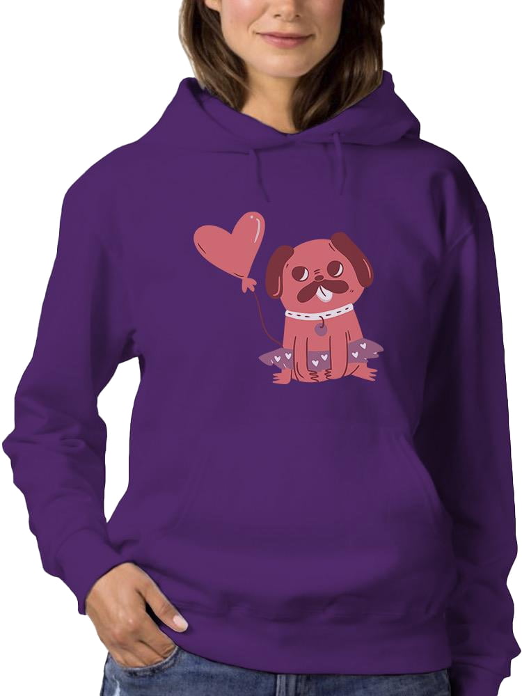 Sitting Lovely Pug Hoodie Women -Smartprints Designs, Female x-Large ...