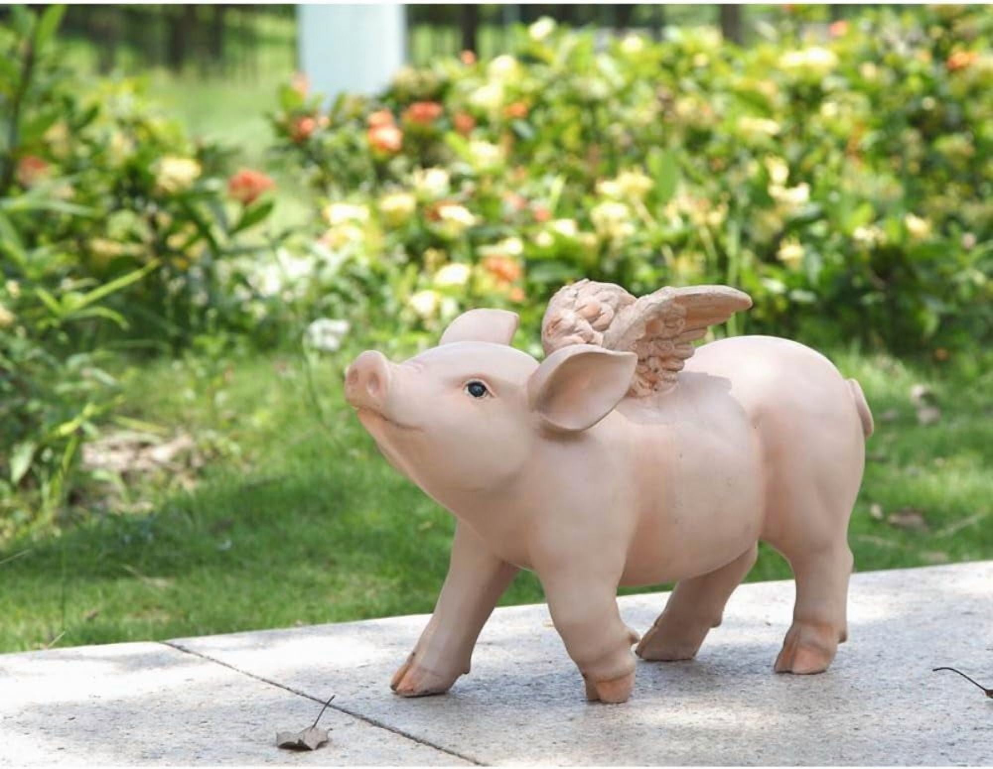 Sitting Pig with Wings Laughing Statue - Walmart.com
