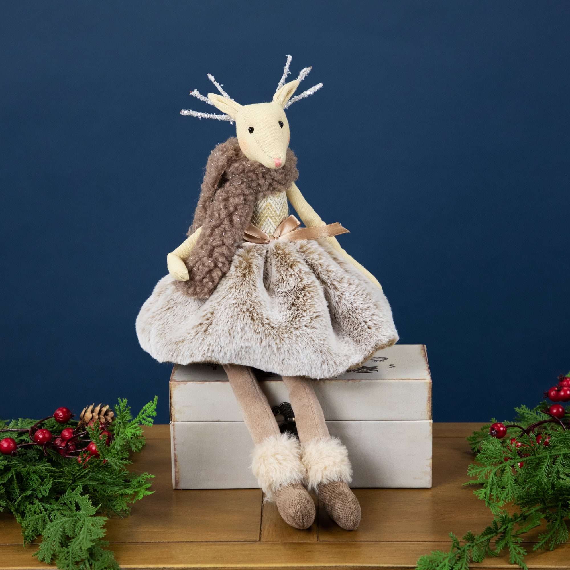 Northlight Sitting Reindeer Girl with Dangling Legs Christmas Figure ...