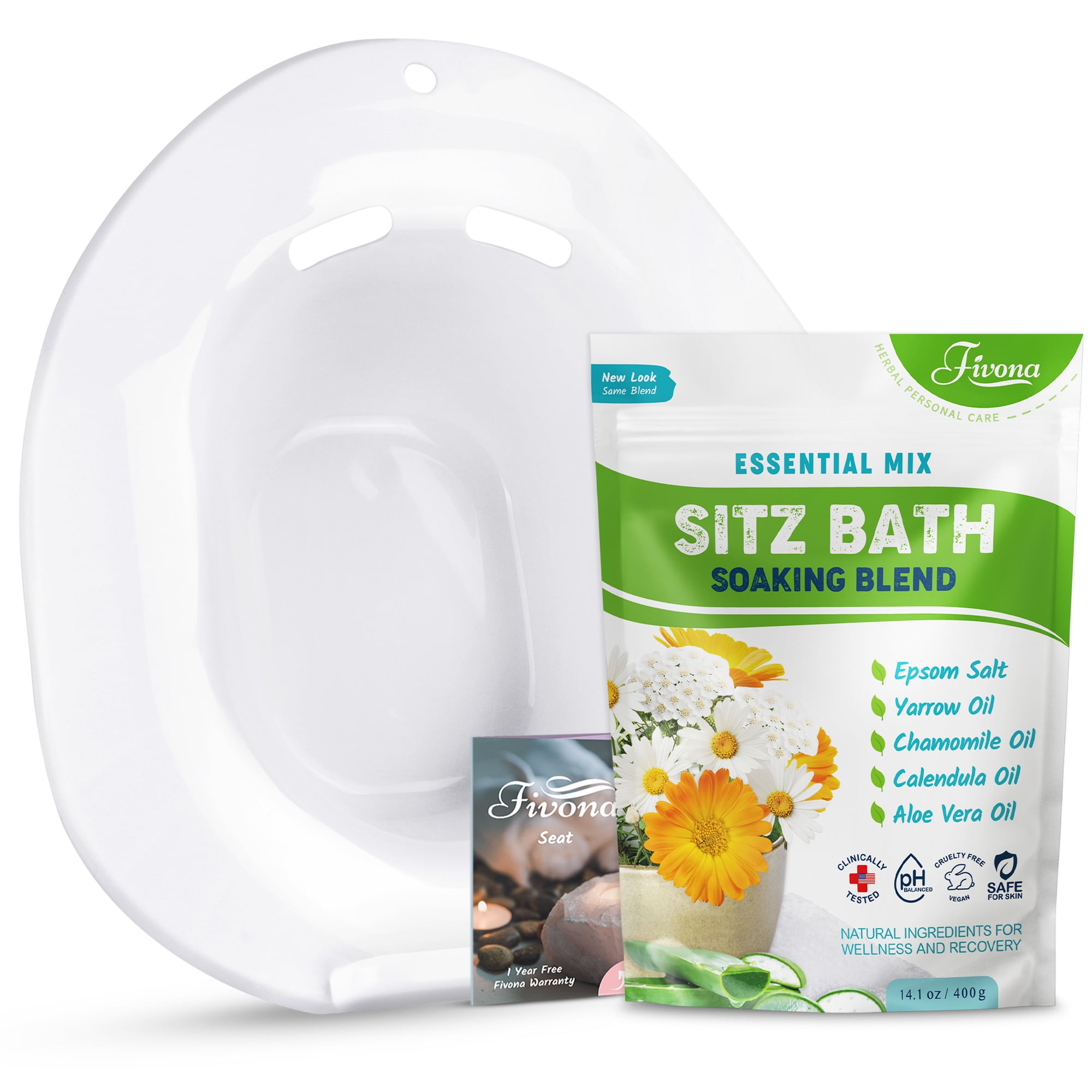 Sitz Bath Soak Kit 2-in-1 Seat with Epsom Salt Blend by Fivona ...