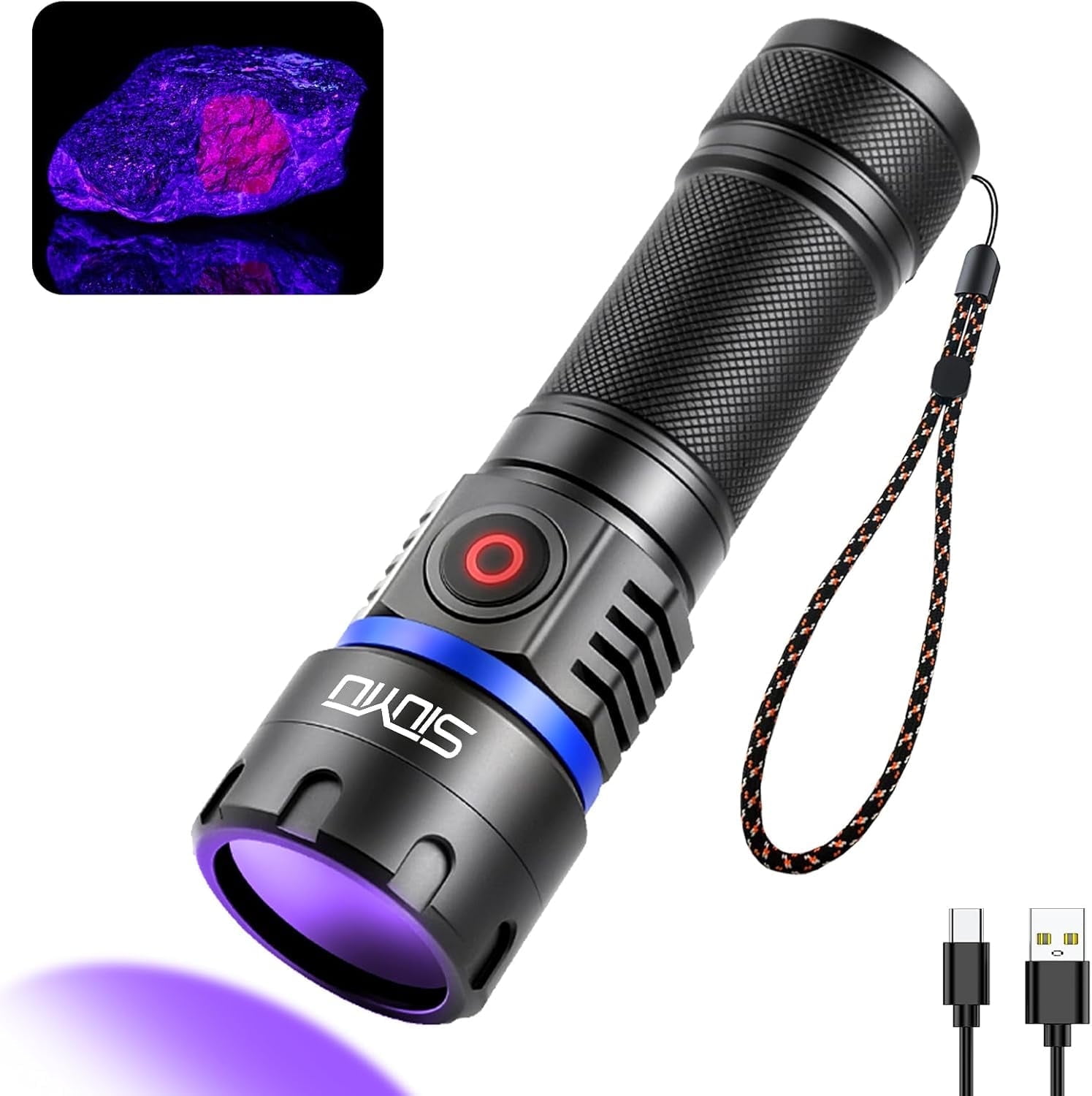 Siuyiu 60W 365nm Black Light UV-Flashlight, 6* LED Handheld Blacklight ...