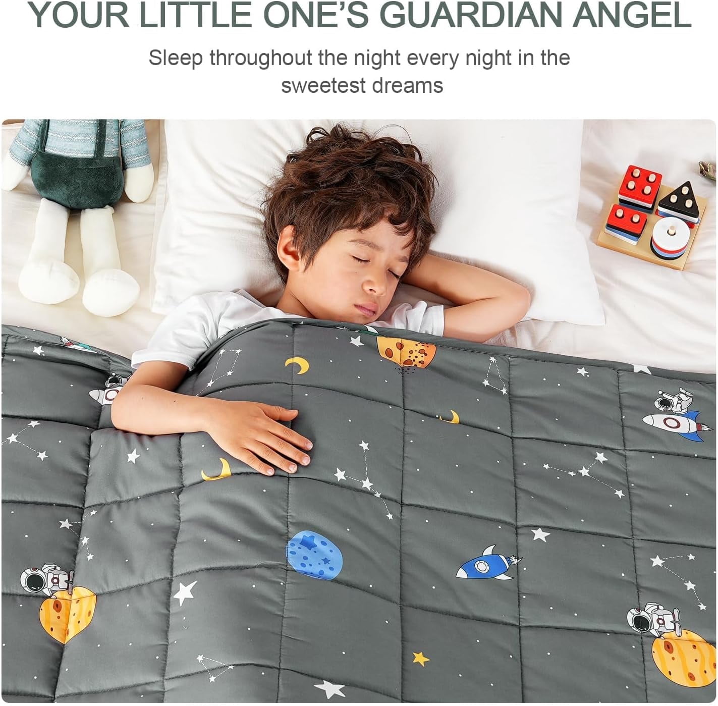 Sivio Kids Weighted Blanket with Cartoon Patterns, Beathable Blanket ...