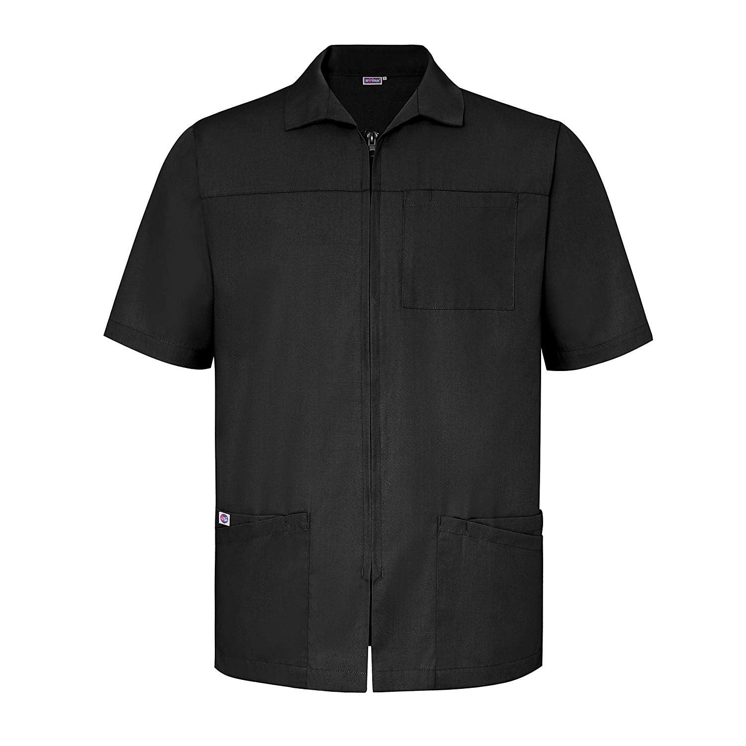 Sivvan Mens Zip Front Short Sleeve Scrub Jacket S8308 - BLK - M ...