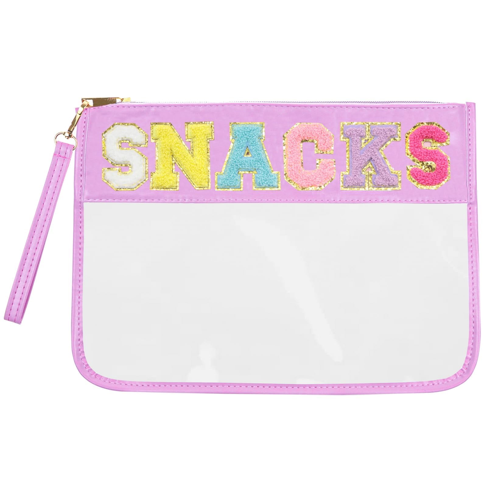Siwara Snack Bags Clear Pouch Travel Makeup Bag Chenille Letter Bags ...