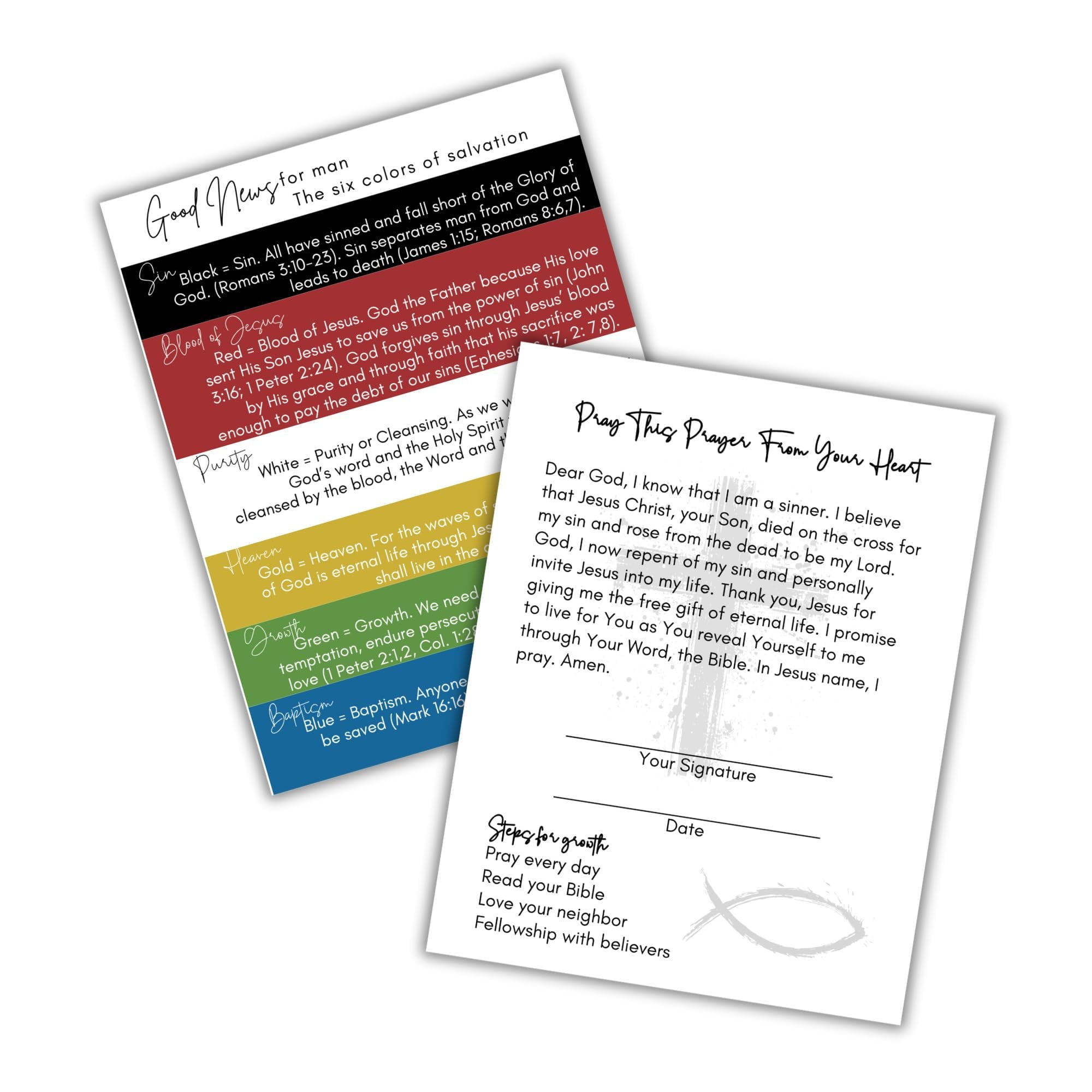 Six 6 Colors of Salvation Romans Road Tracts Cards 100pk 4.5x5.5 Good ...