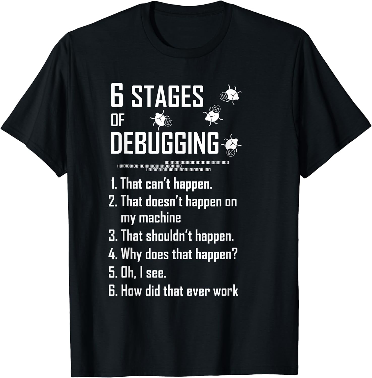 Six 6 Stages Of Debugging Shirt Tee T-Shirt - Walmart.com