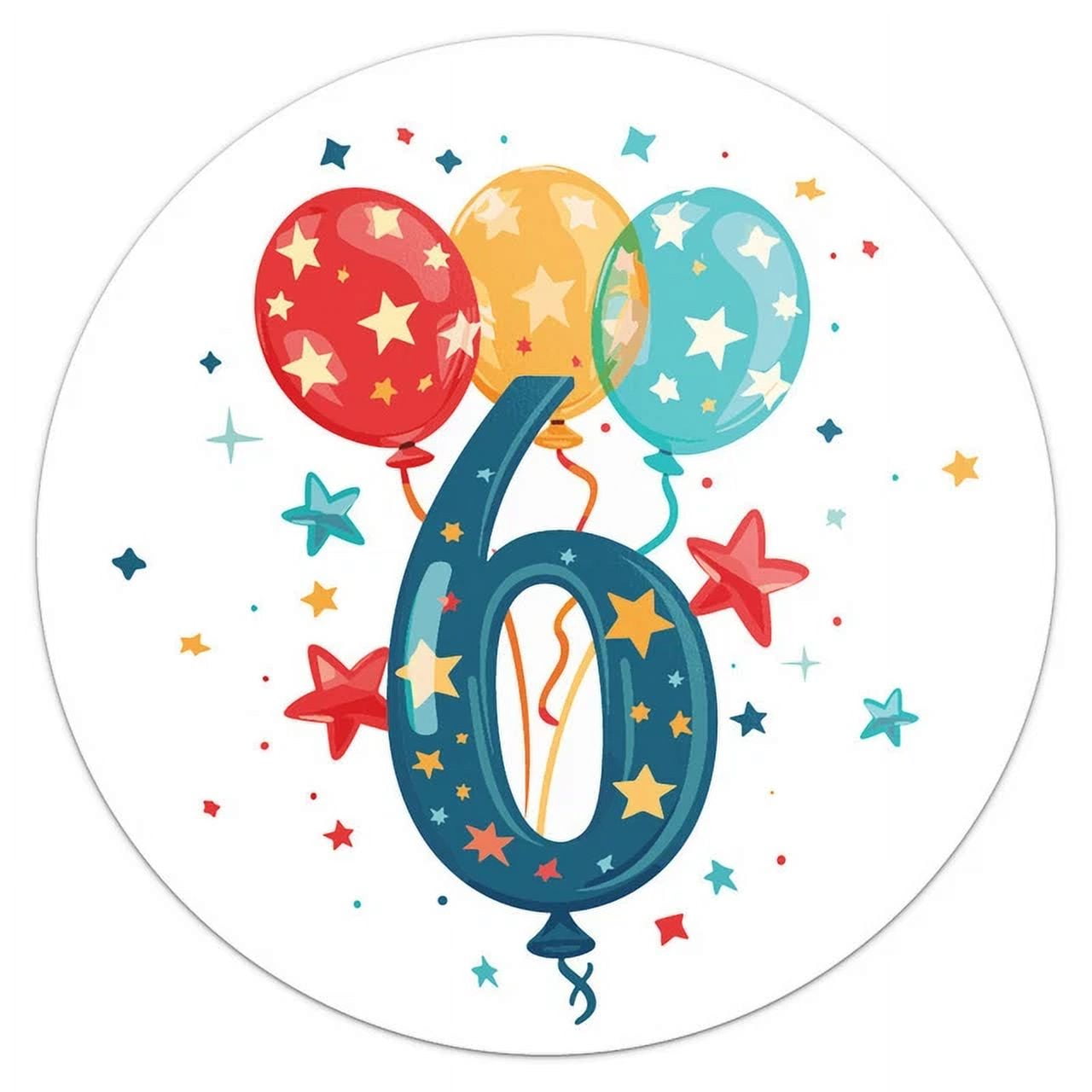 Six 6 Years Birthday Sticker Phone Decal Water Bottle Stickers Car ...