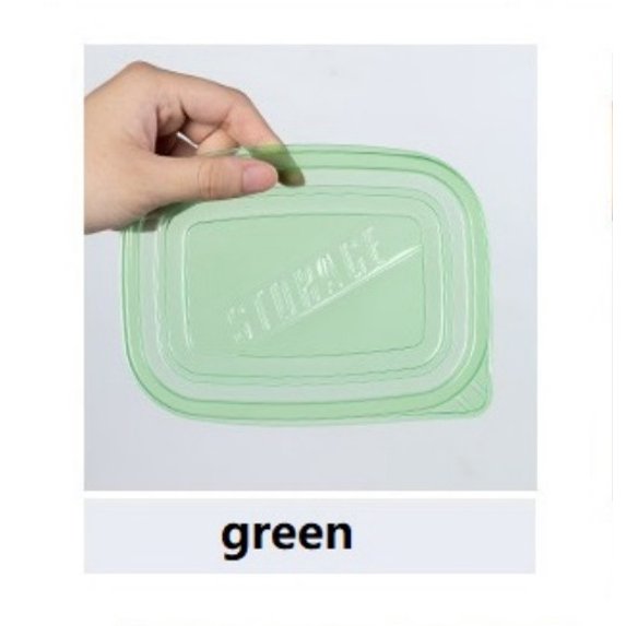 Six 709-milliliter rectangular plastic food containers with colorful ...