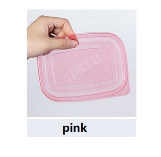 Six 709-milliliter rectangular plastic food containers with colorful ...
