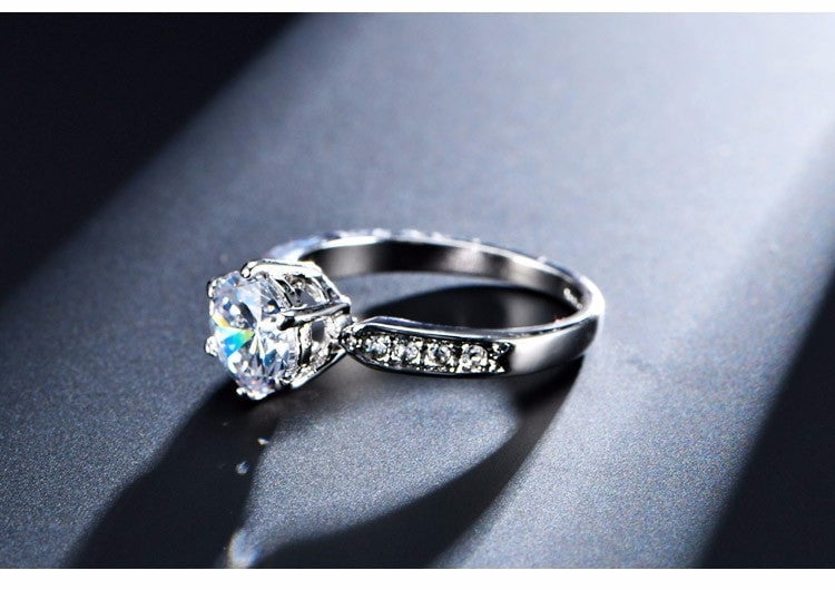 Six Claw Diamond Ring Gold or Silver Color Prong Setting With Sizes 5 6 ...