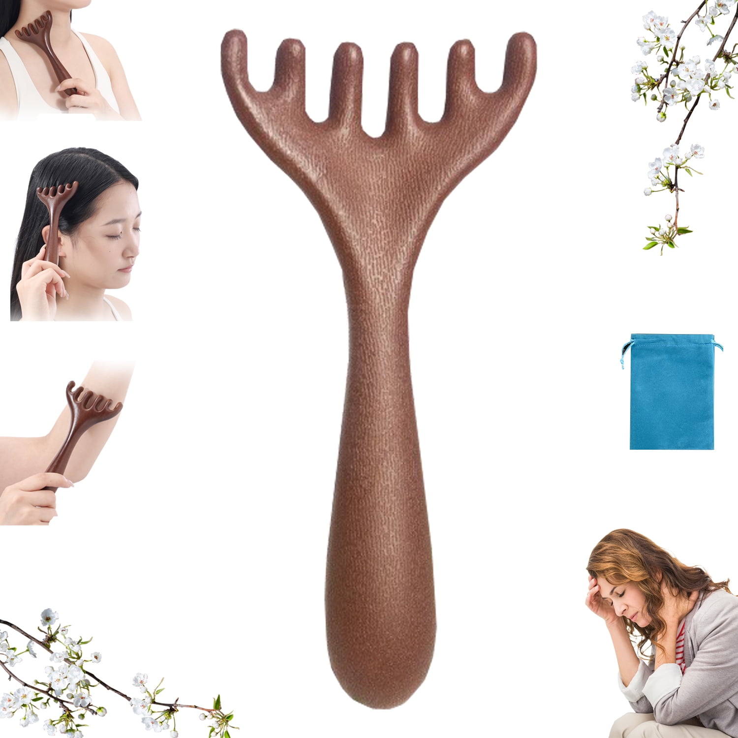 Six-Claw Meridian Massage Comb, Five Touch Therapy Comb, Golden ...