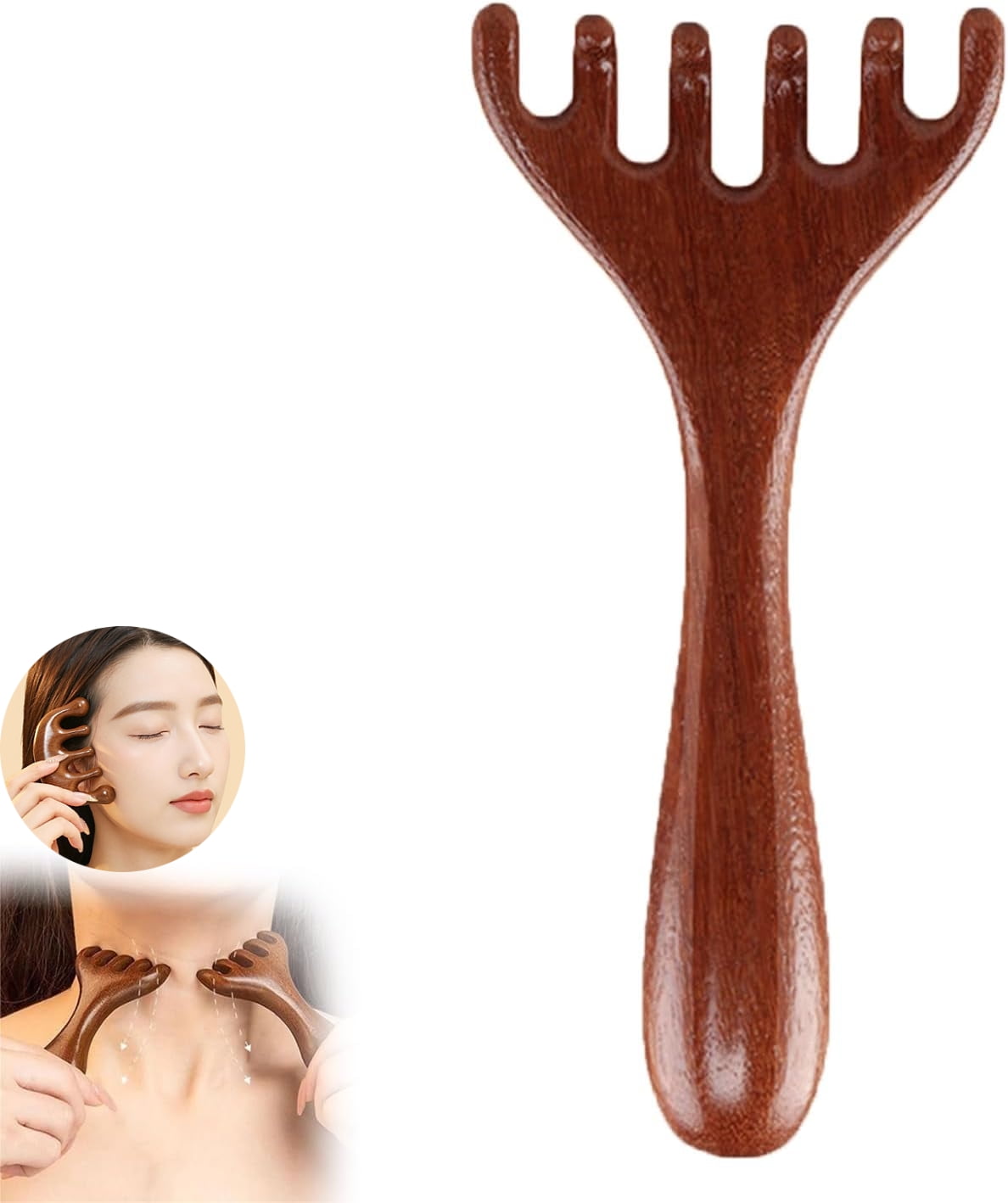 Six-Claw Meridian Massage Comb, Five Touch Therapy Comb, Natural Wooden ...