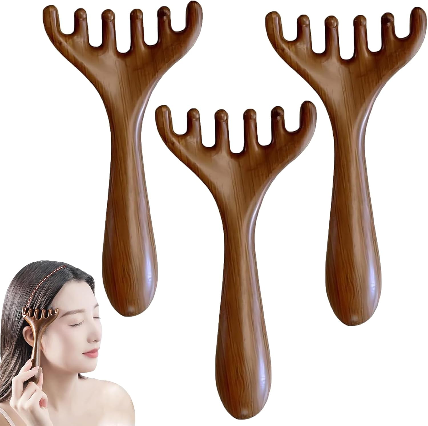 Six-Claw Meridian Massage Comb, Natural Wooden Gua Sha Tool, Meridians ...