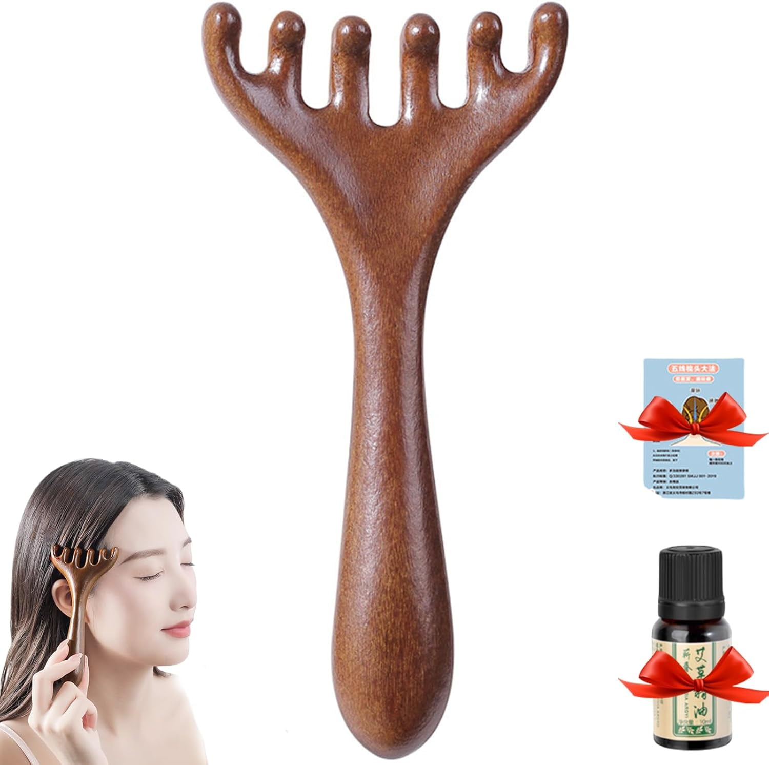 Six-Claw Meridian Massage Comb, Natural Wooden Gua Sha Tool, Wooden Gua ...