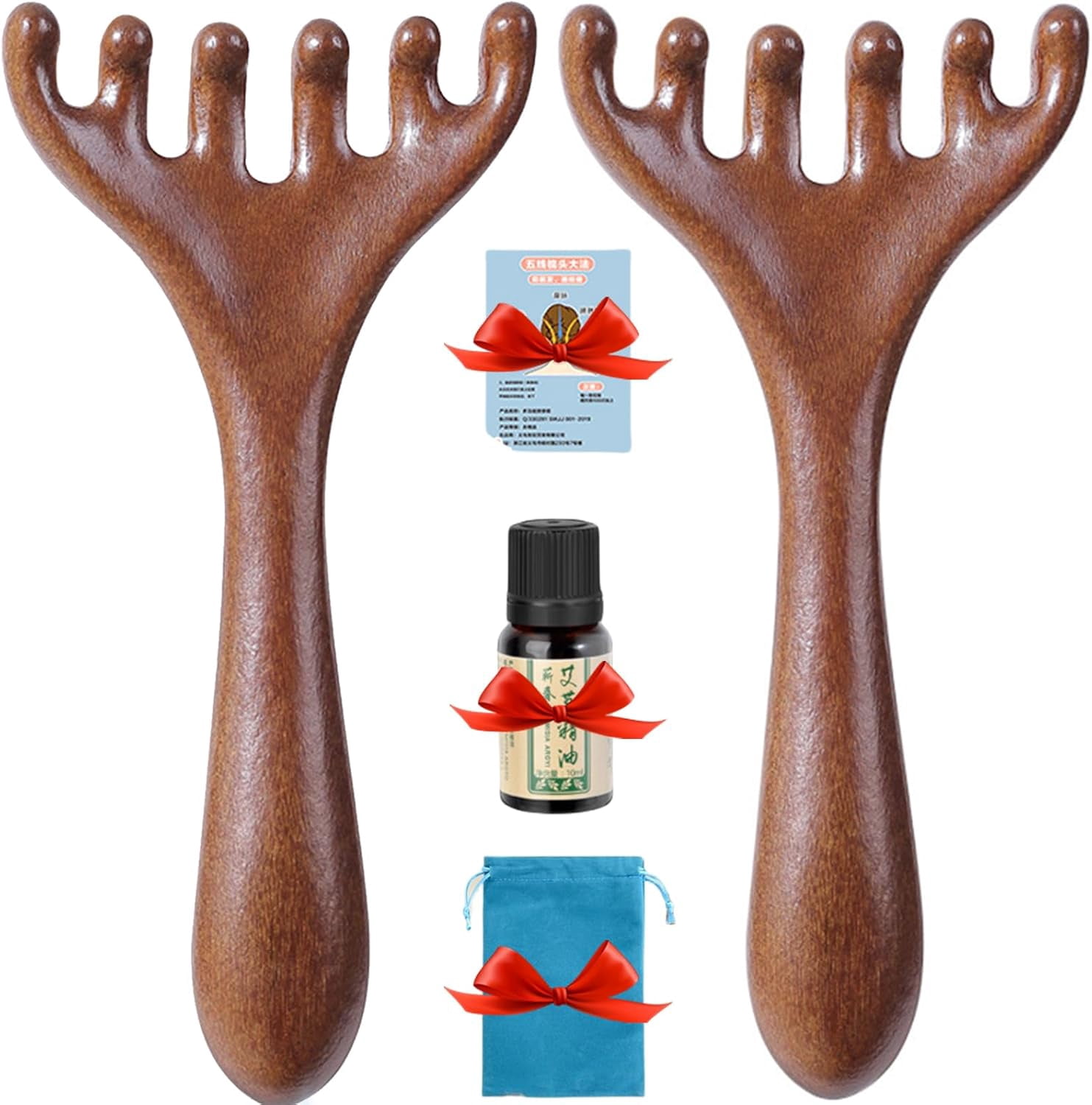 Six-Claw Meridian Massage Comb, Natural Wooden Gua Sha Tool, Wooden Gua ...