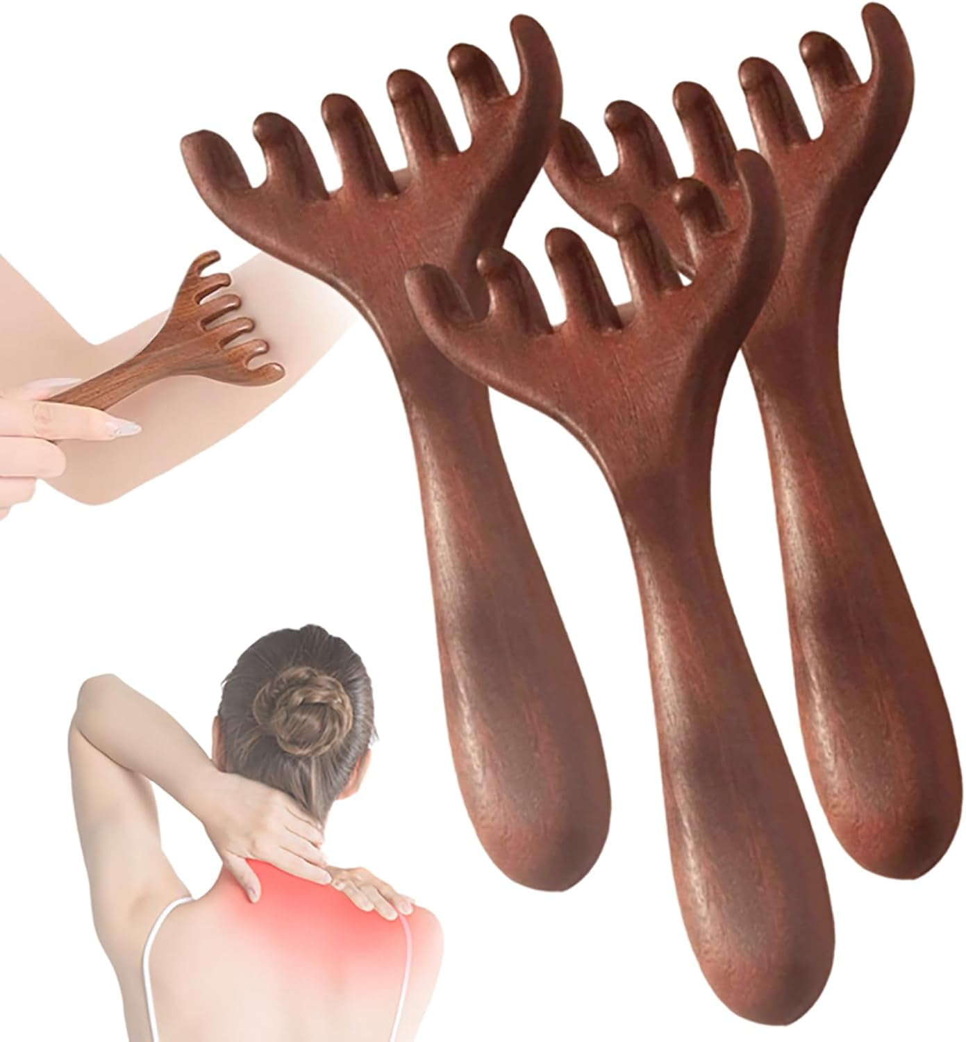 Six-Claw Meridian Massage Comb, Wood Scalp Massager Manual Scalp ...