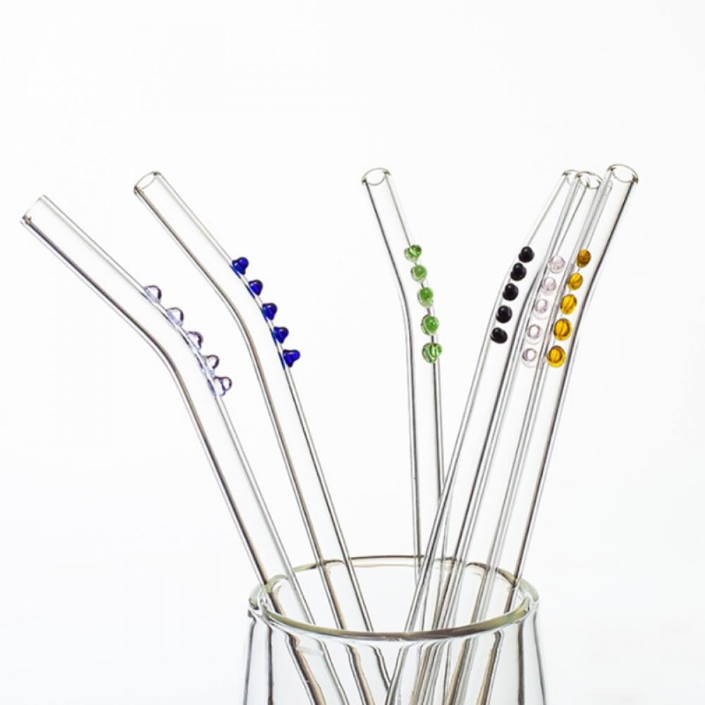 Six Colors Reusable Glass Drinking Straws for Coffee,Milkshakes,Frozen ...