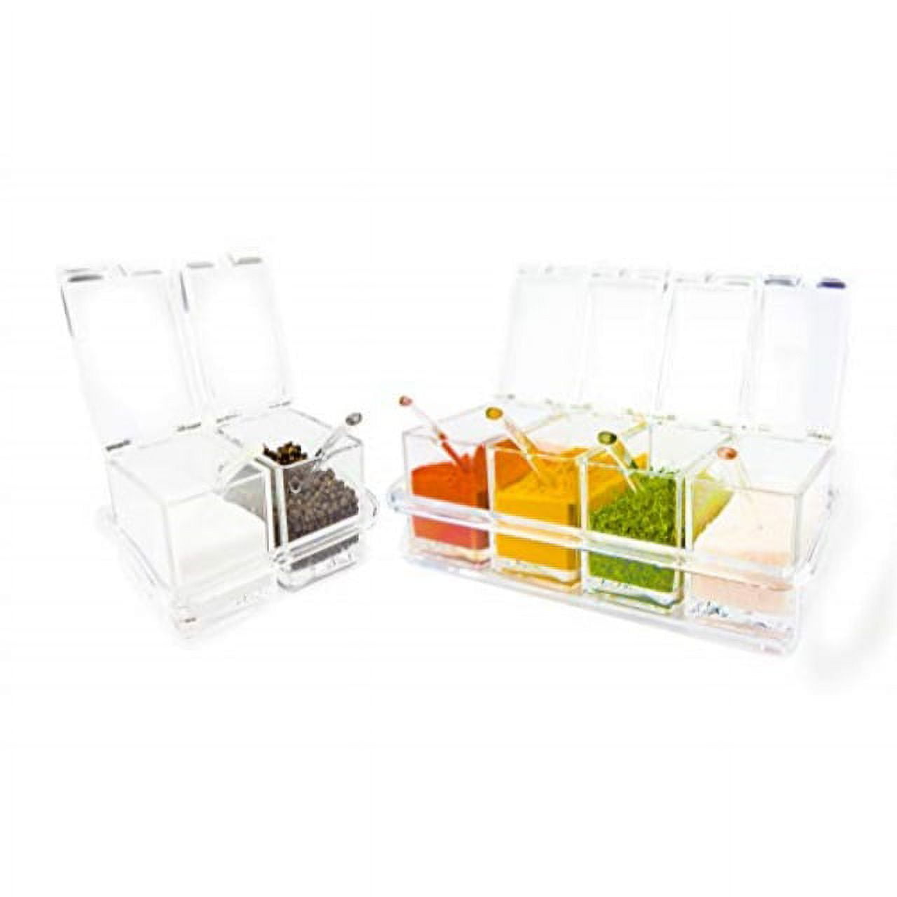 Six Compartment Condiment and Spice Box Serving Set with Spoons 2 and 4 ...