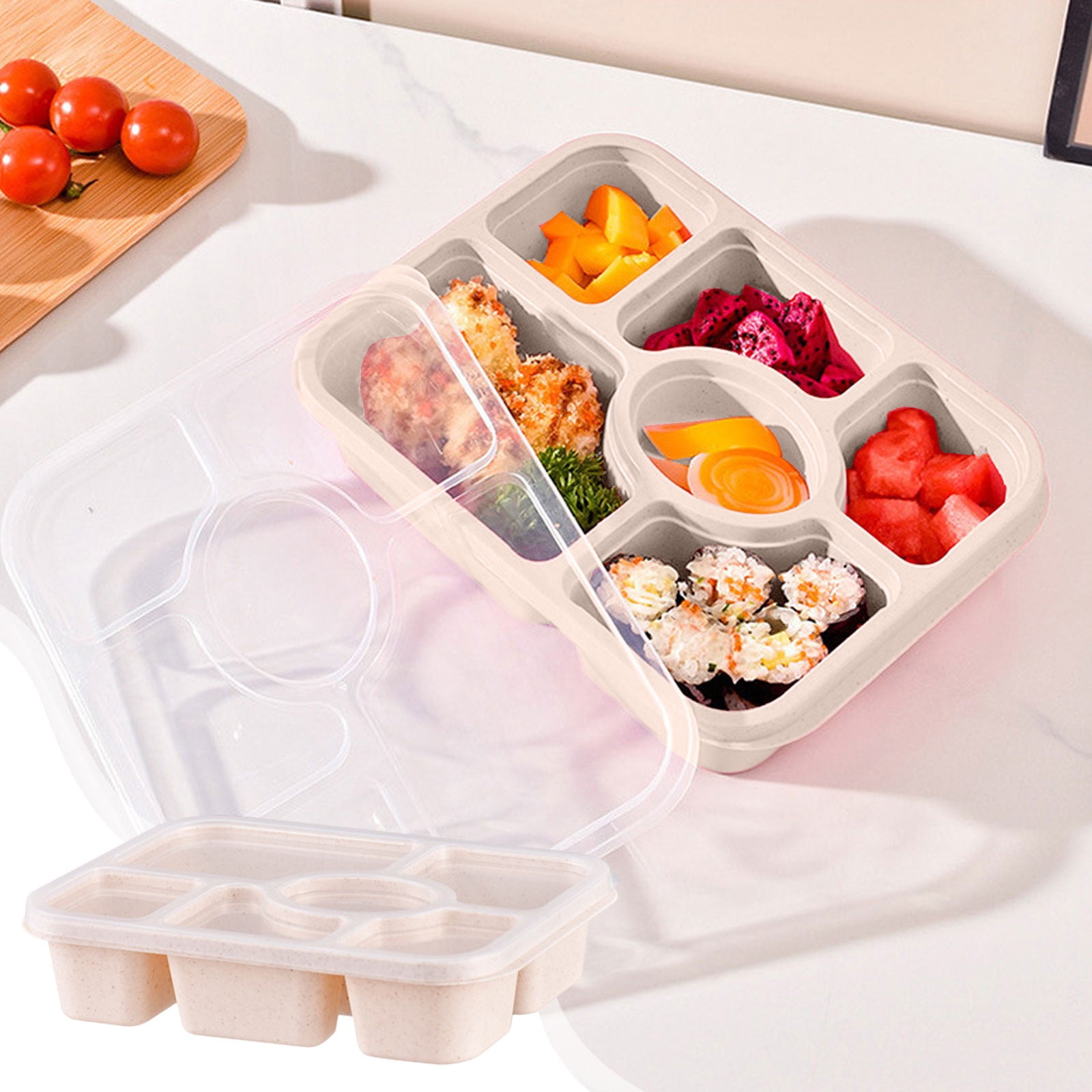 Six Compartments Lunch Boxes,Stackable Separated Multi-Division Lunch ...