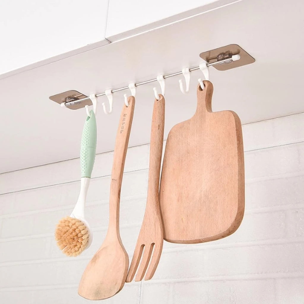 Six Creative Self-adhesive Hooks Rack Wall Kitchen Bathroom Hanging ...