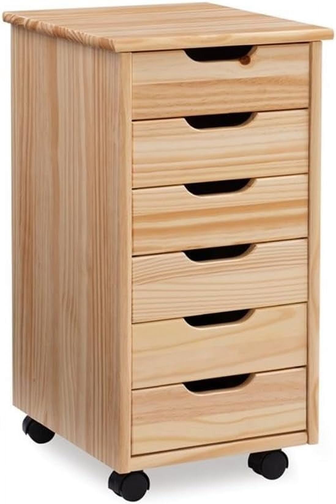Six Drawer Wood Rolling Storage Cart in Brown - Walmart.com