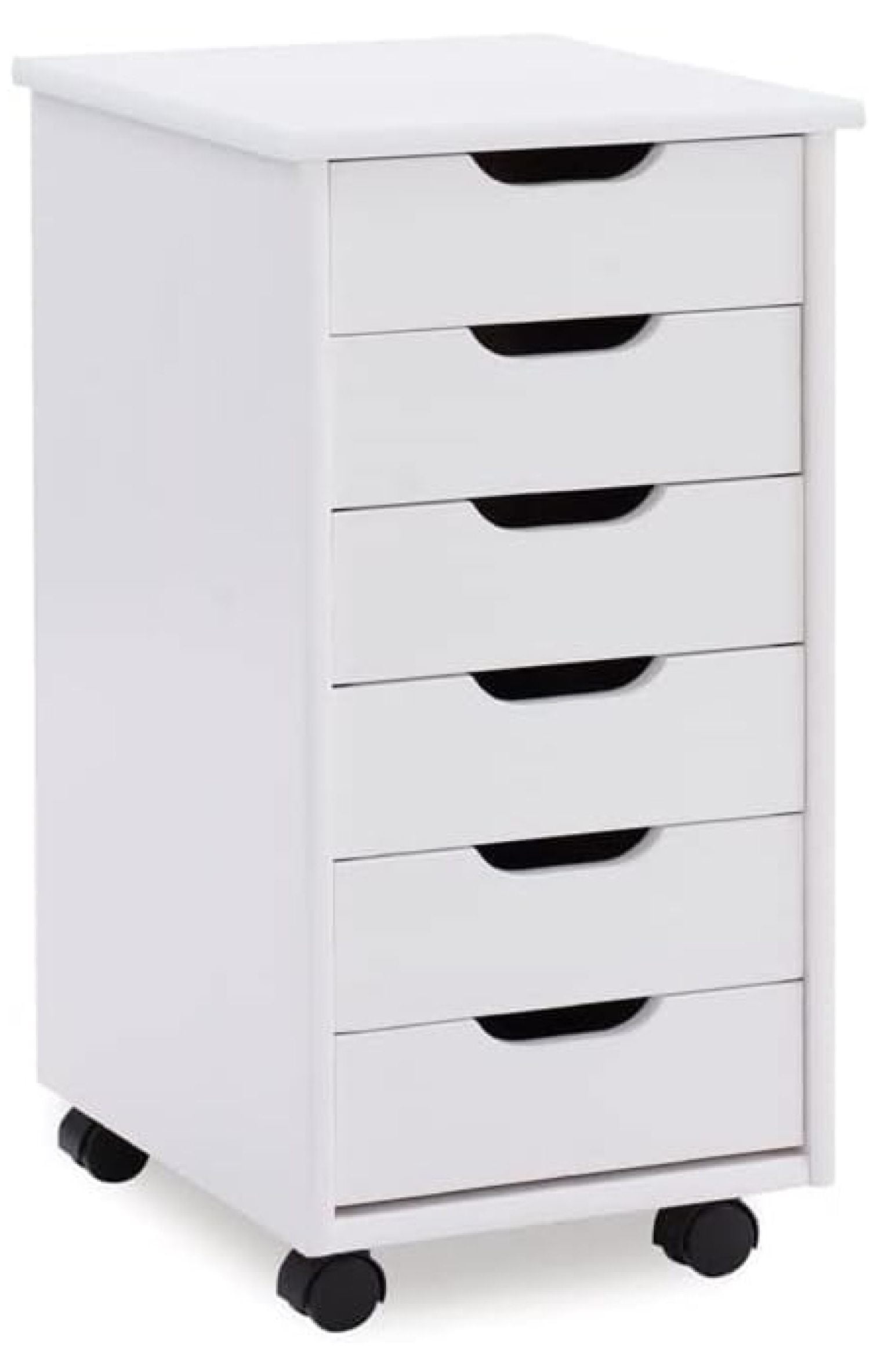 Six Drawer Wood Rolling Storage Cart in White Wash - Walmart.com