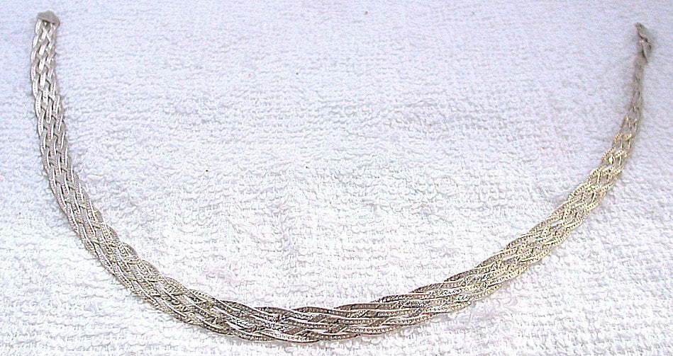 Six Flat 9.5mm Strand Weave Italian Sterling Silver Chain 18 Inch ...