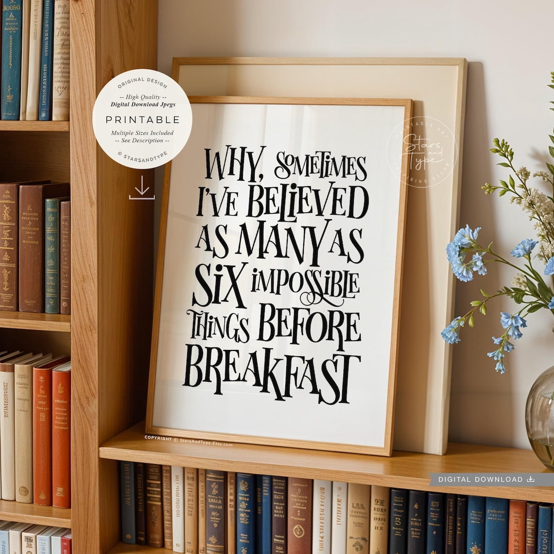Six Impossible Things Wonderland Quote Poster, Unframed Size 8x12 ...