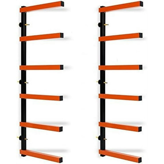 Six-Level 600 lb Capacity Lumber Storage Rack Wall-Mounted both Indoor ...