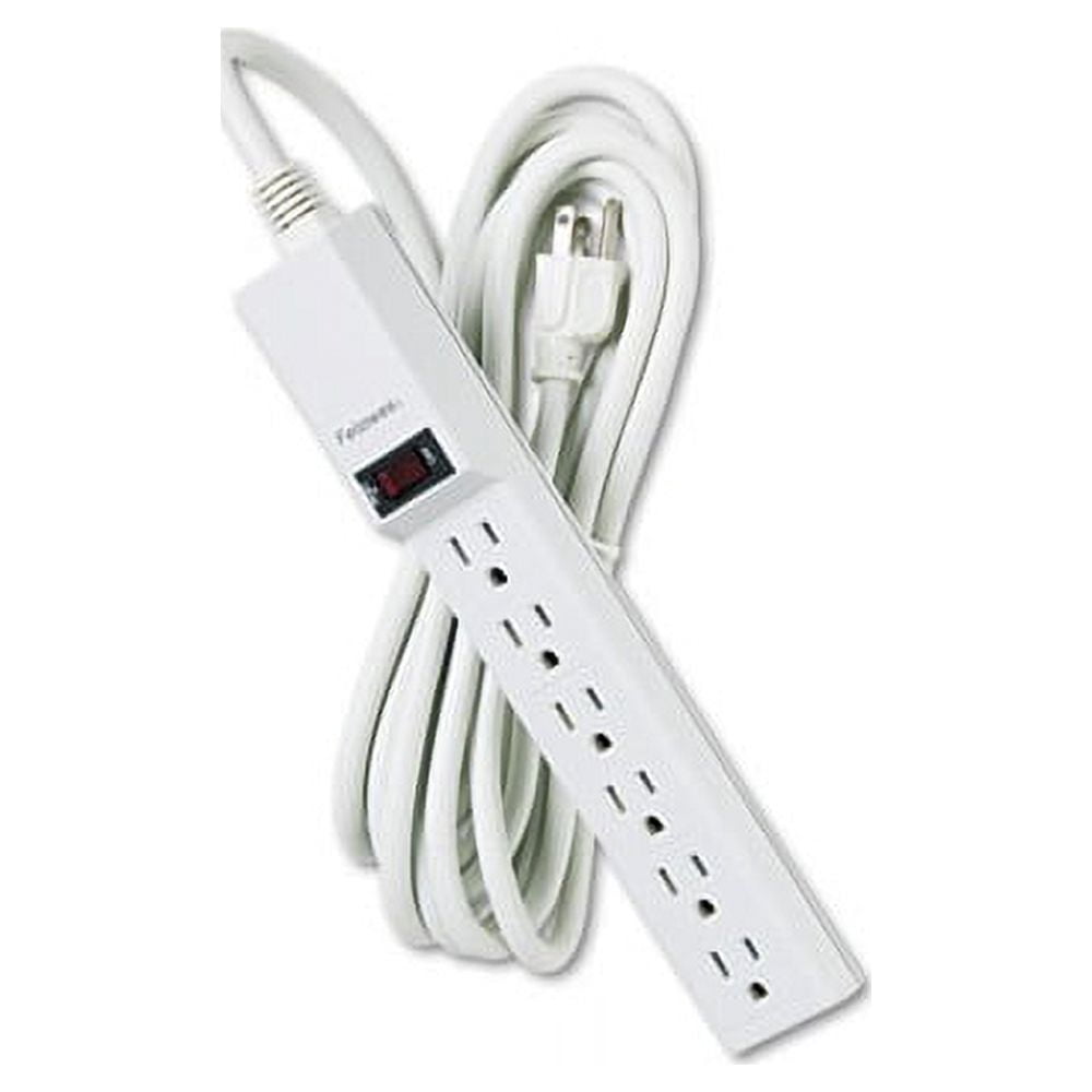 Six-Outlet Power Strip 120V, 15 ft Cord, 1.88 x 10.88 x 1.63, Platinum ...