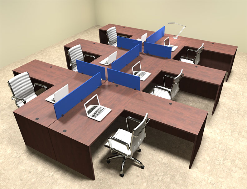 Six Person Blue Divider Office Workstation Desk Set, #OT-SUL-FPB34 ...