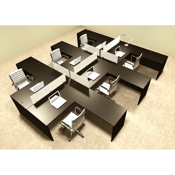 Six Person L Shaped Divider Office Workstation Desk Set, #OT-SUL-FP36 ...