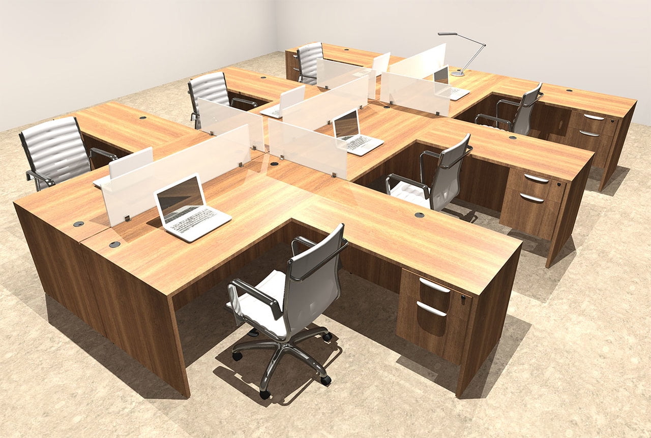 Six Person L Shaped Divider Office Workstation Desk Set, #OT-SUL-FP45 ...