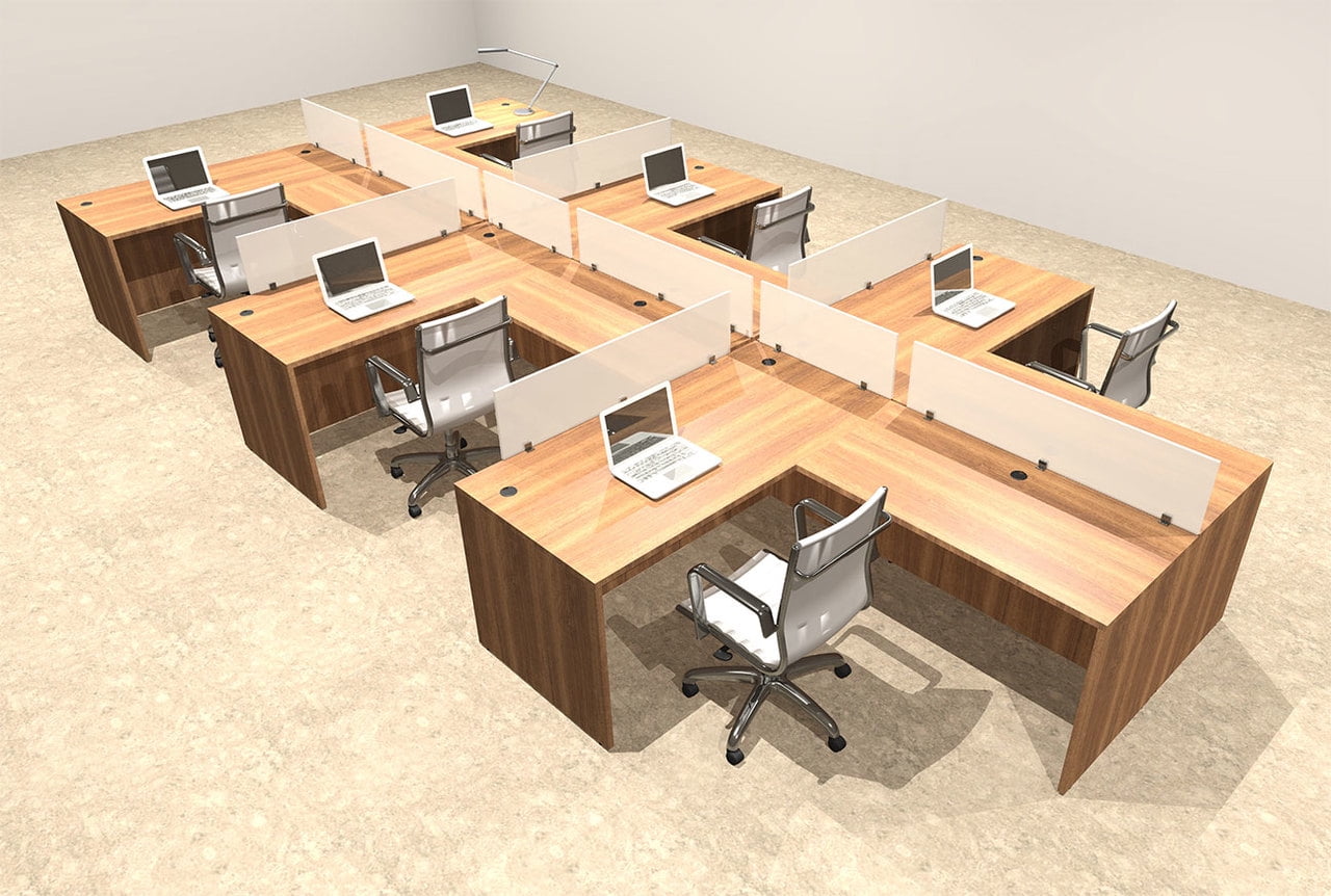 Six Person L Shaped Divider Office Workstation Desk Set, #OT-SUL-SP49 ...