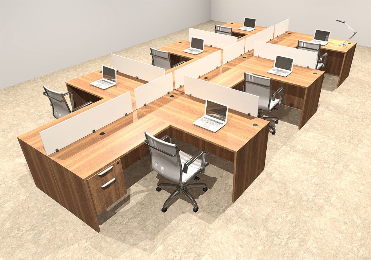 Six Person L Shaped Divider Office Workstation Desk Set, #OT-SUL-SP61 ...