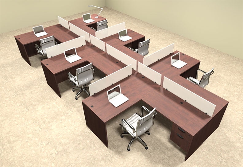 Six Person L Shaped Divider Office Workstation Desk Set, #OT-SUL-SP62 ...