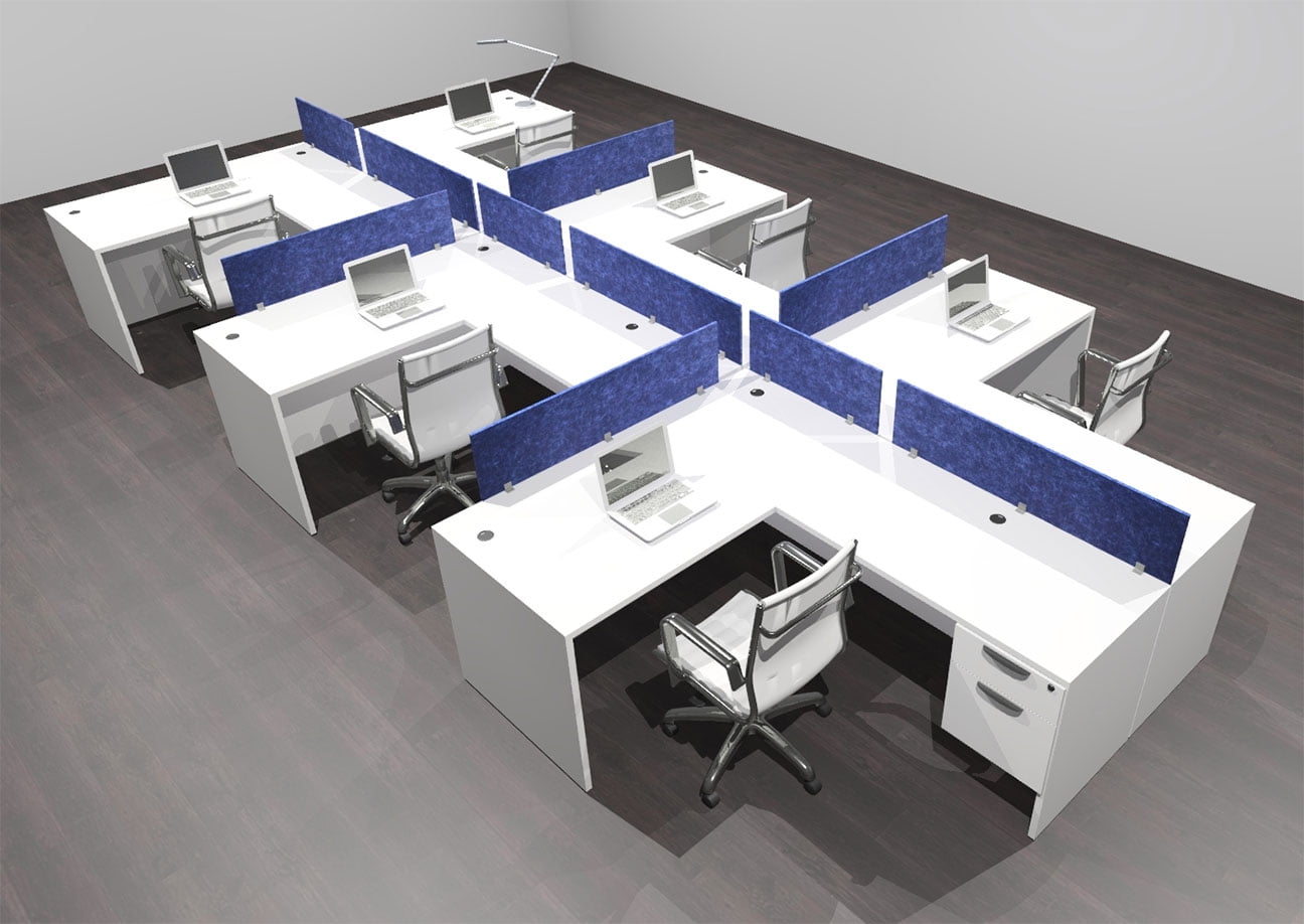 Six Person Modern Accoustic Divider Office Workstation Desk Set, #OF ...