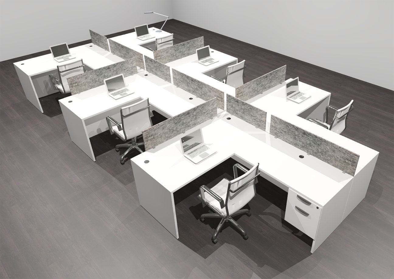 Six Person Modern Accoustic Divider Office Workstation Desk Set, #OF ...